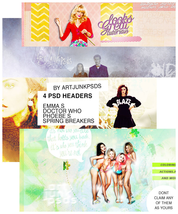 PACK: 04 .PSD HEADERS BY ARTJUNKPSDS / / by art-psds-junk on DeviantArt