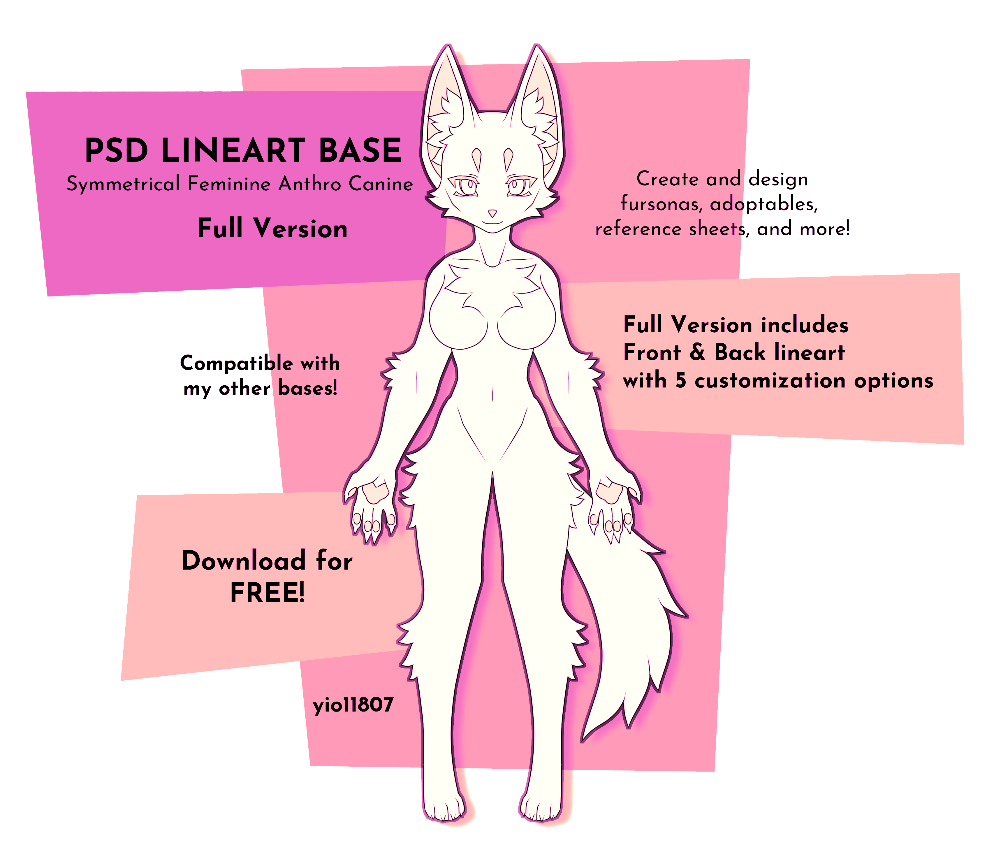 F2U DEMO || symmetrical fem anthro canine base by yio11807 on DeviantArt