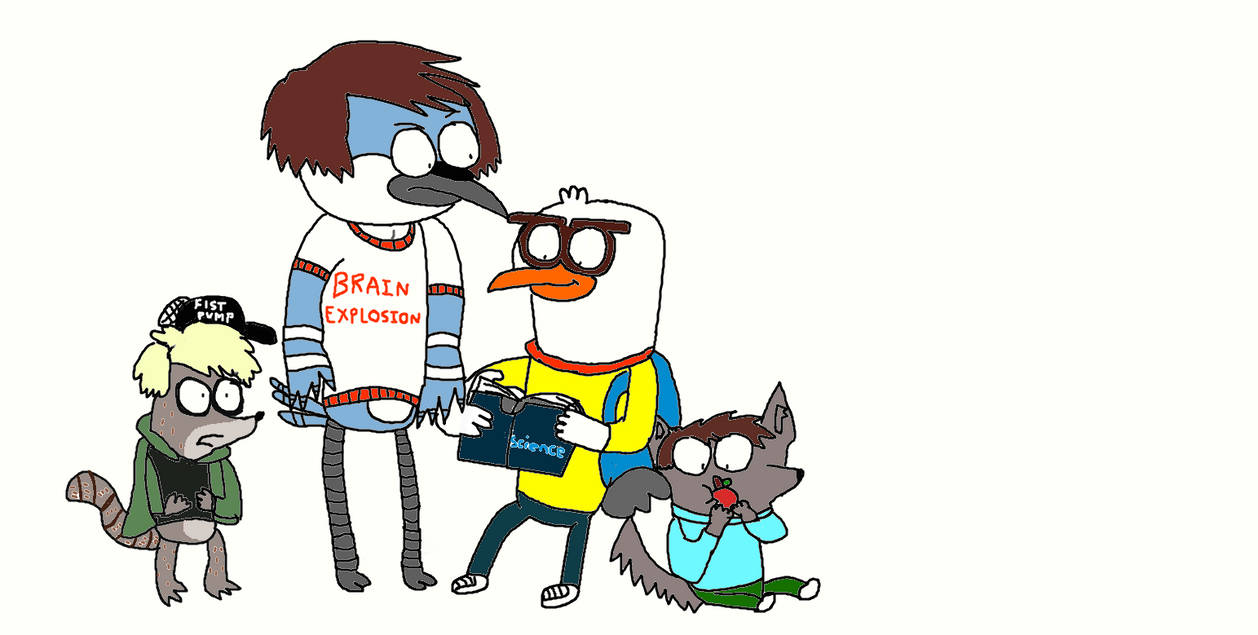 High School Mordecai, Rigby, Chad and Jeremy by Jeremenchi on DeviantArt