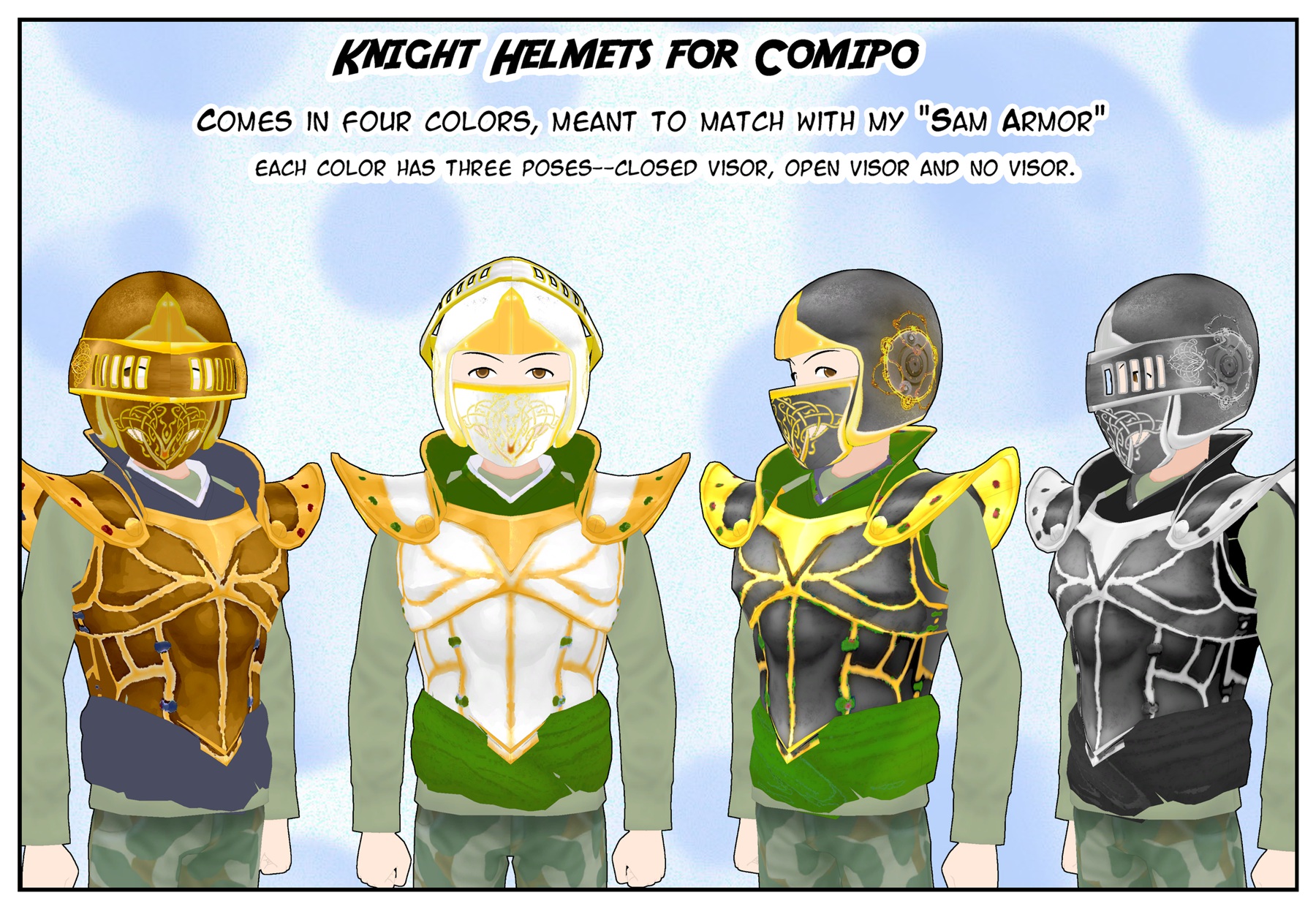 Knight Helmets for Comipo by Lady-Aurora-Moon on DeviantArt