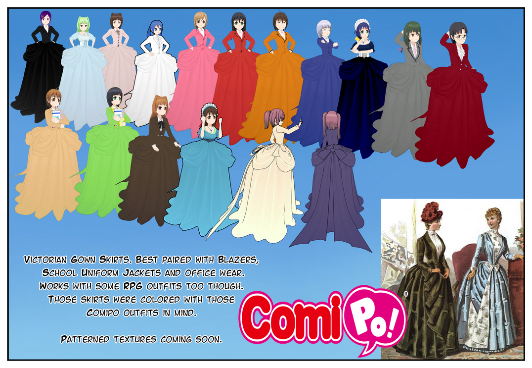 Victorian Plain Skirts For Comipo. (update) by Lady-Aurora-Moon on DeviantArt