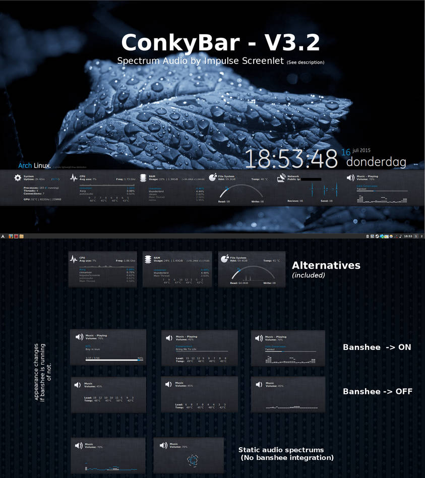 ConkyBar - Conky config [Conky 1.10] by N00by4Ever on DeviantArt