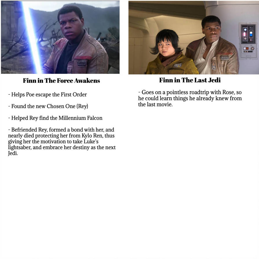 JJ Abrams' Finn vs. Rian Johnson's Finn by dark-kunoichi92 on DeviantArt