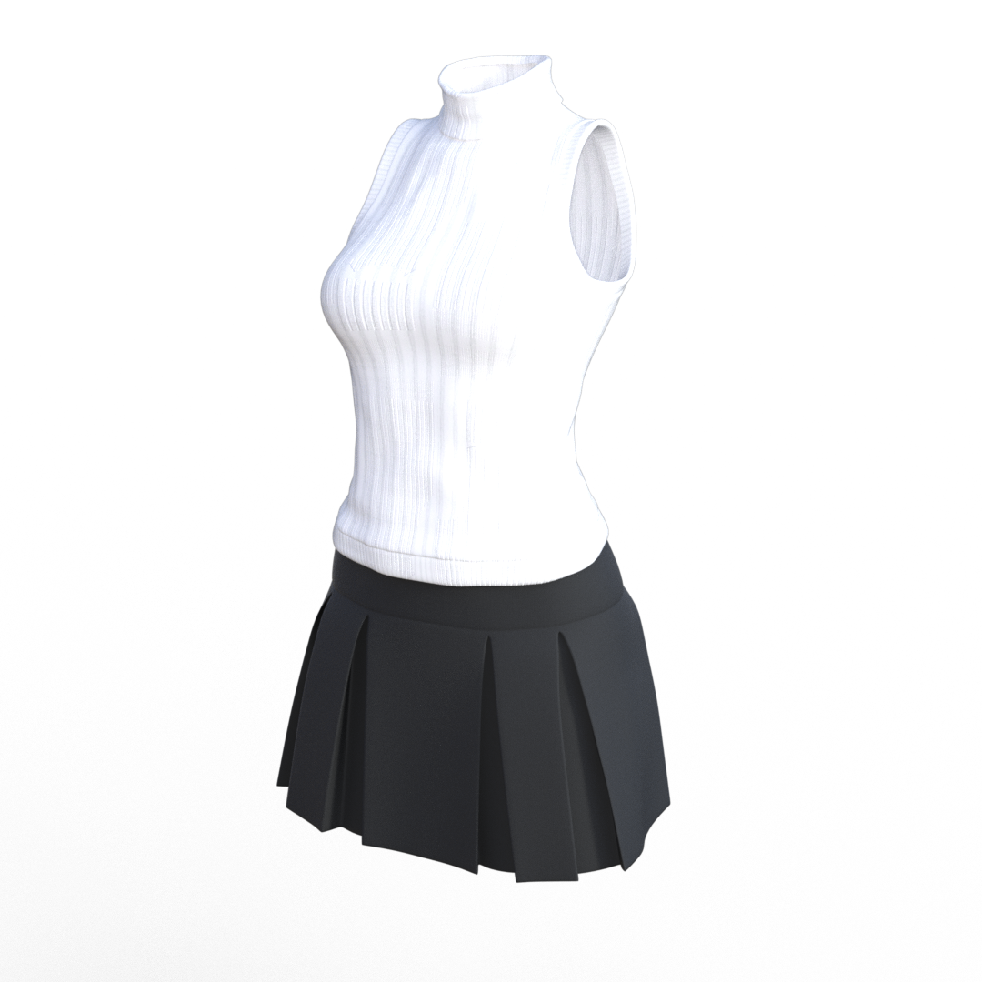 Turtleneck and Pleated Skirt for G8F - Daz Studio by amyaimei on DeviantArt