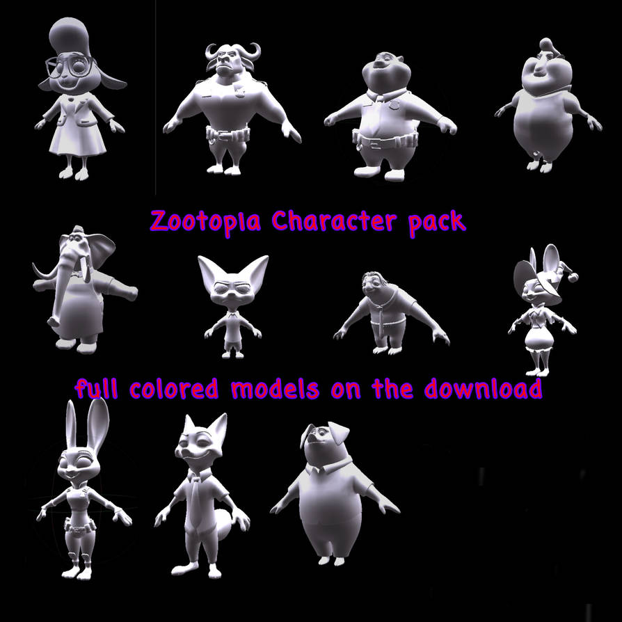 Zootopia 3D Models Characters pack 4 (RC) by SmakkoHooves on DeviantArt