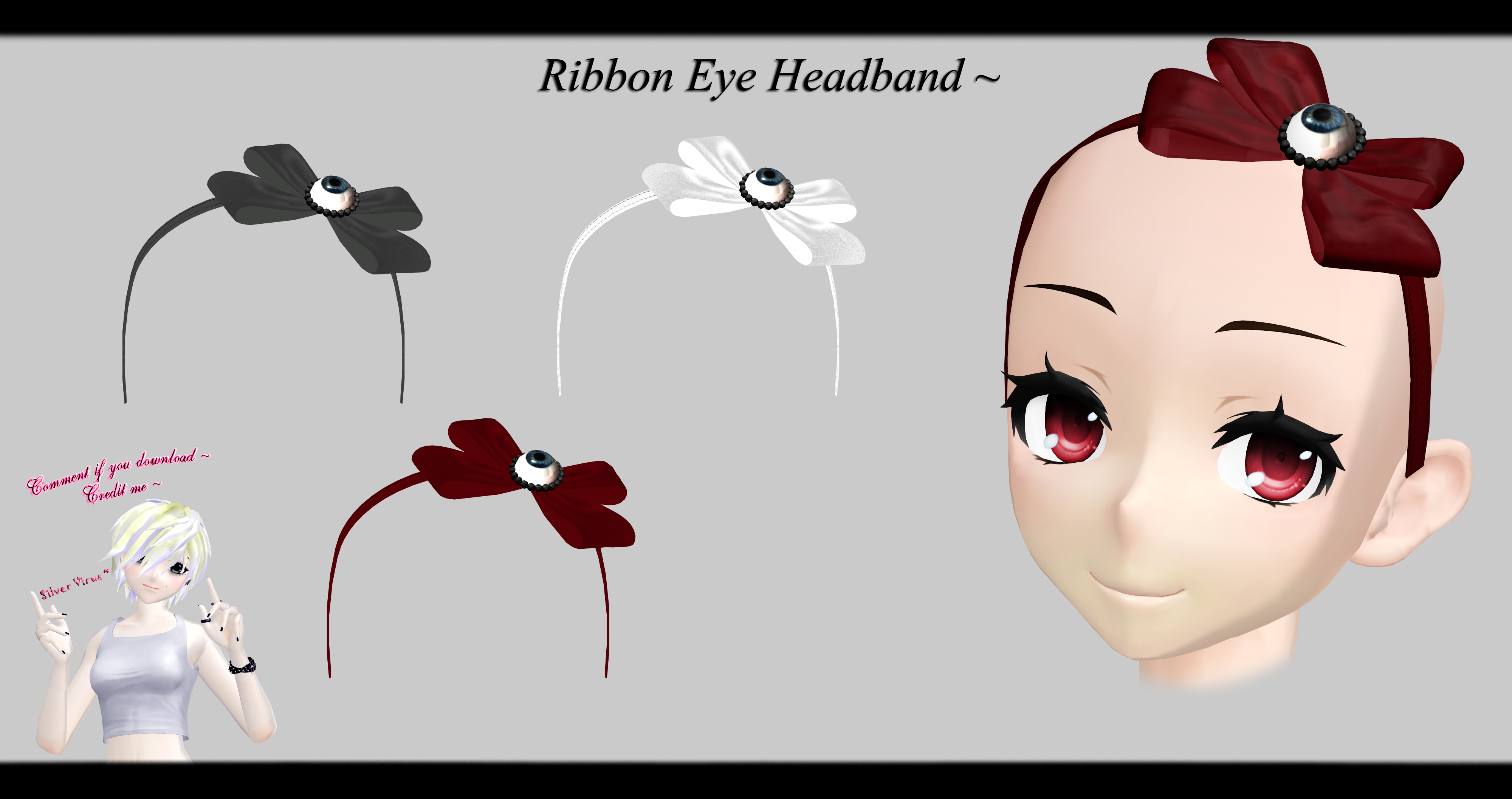 [MMD] Ribbon Eye Headband DL ~ by o-DSV-o on DeviantArt