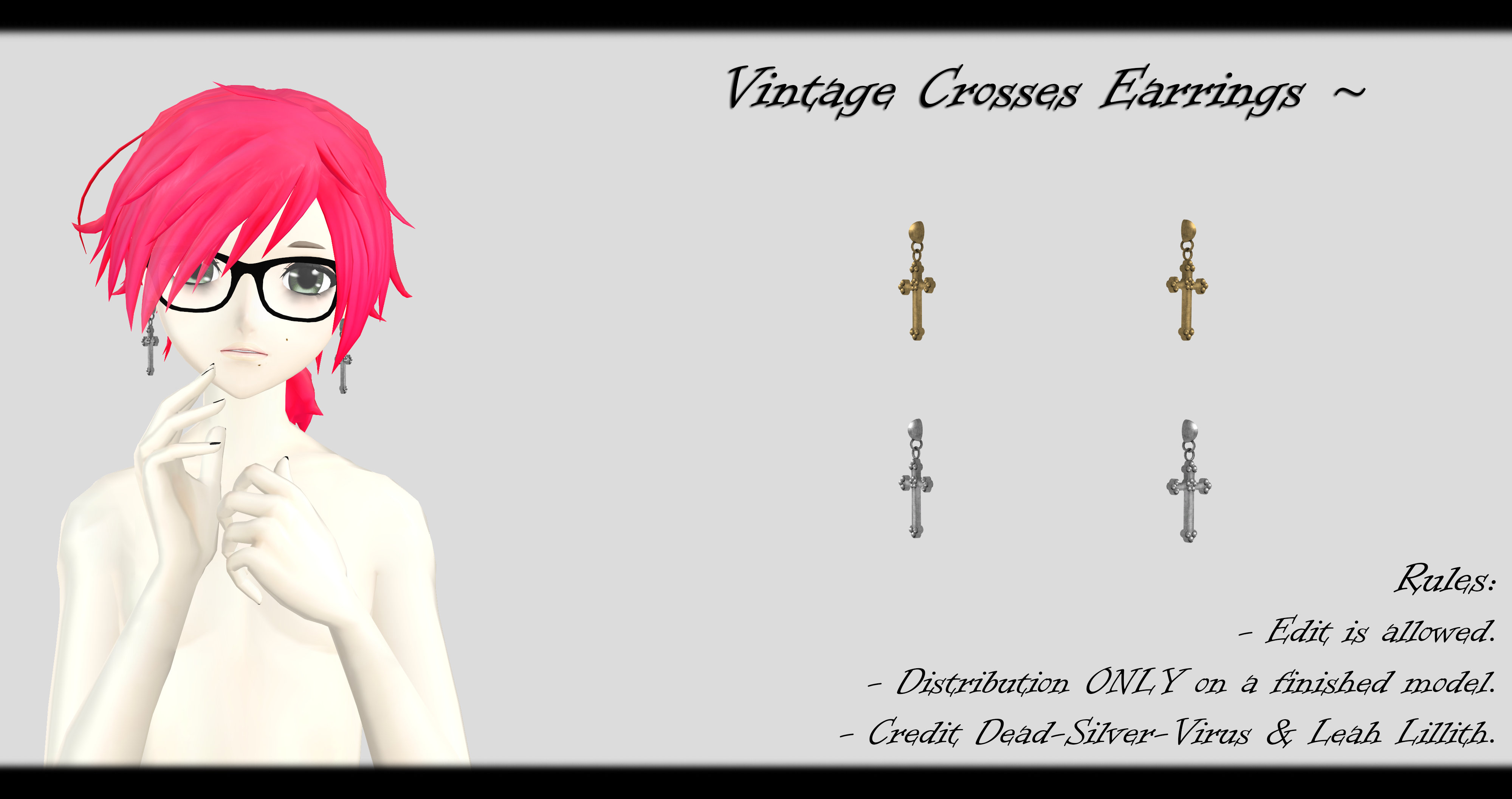 [MMD] Vintage Crosses Earrings DL ~ by o-DSV-o on DeviantArt