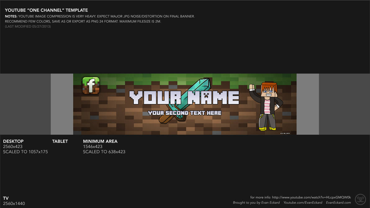 Minecraft Youtube banner template [DOWLOAD] by iBlyZz on DeviantArt
