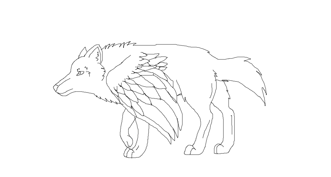 Winged Wolf Lineart by wolfsiee on DeviantArt