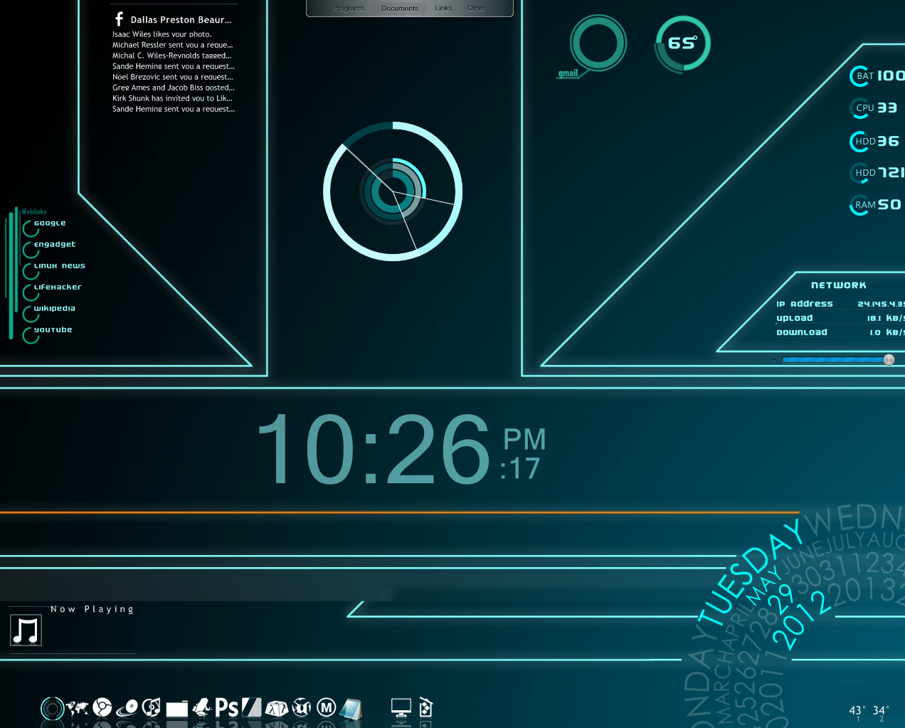 Tron legacy rainmeter theme by o0halogamer0o on DeviantArt