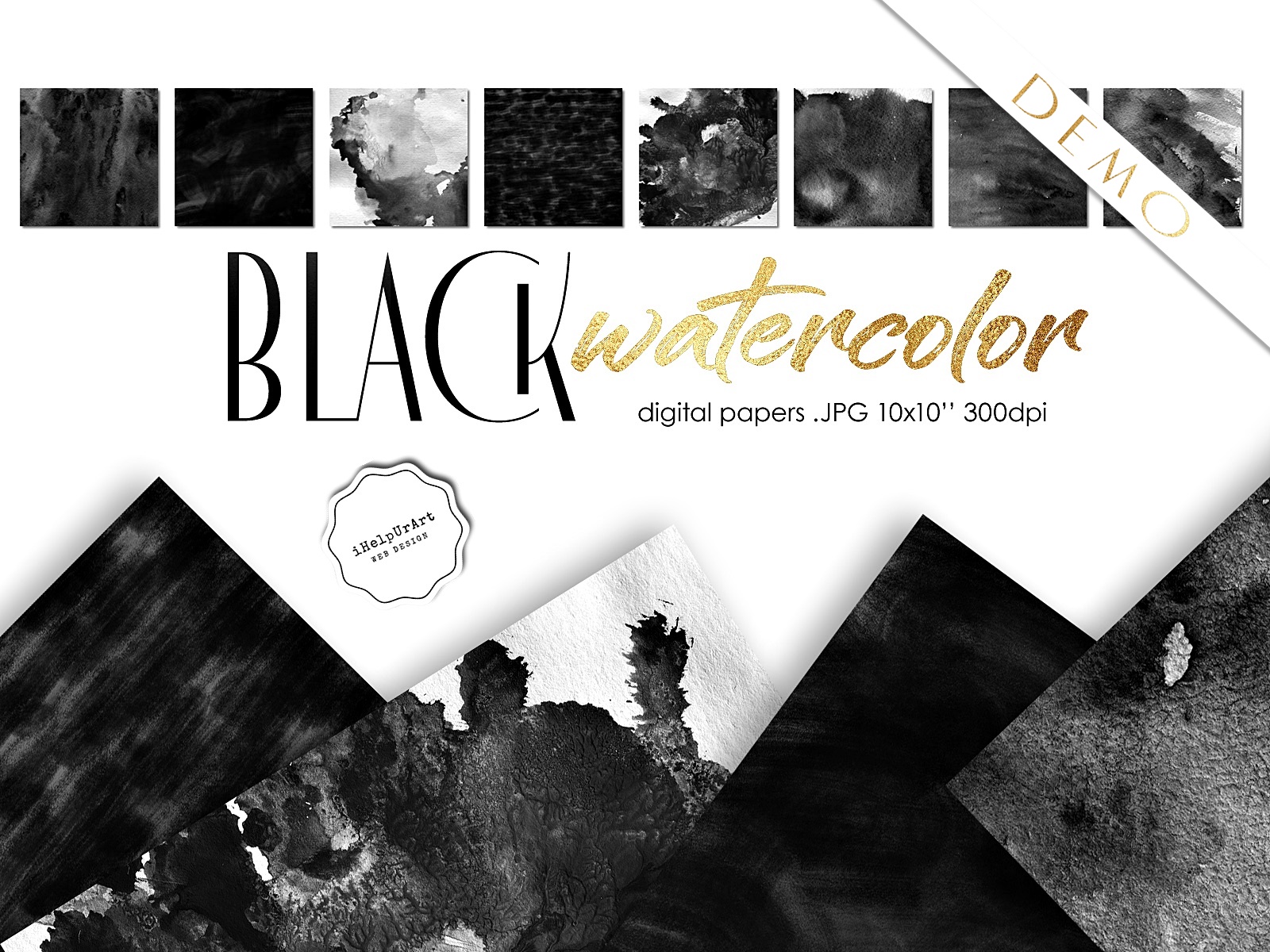 Black Watercolor Textures - FREE DEMO version by iCatchUrDream on ...