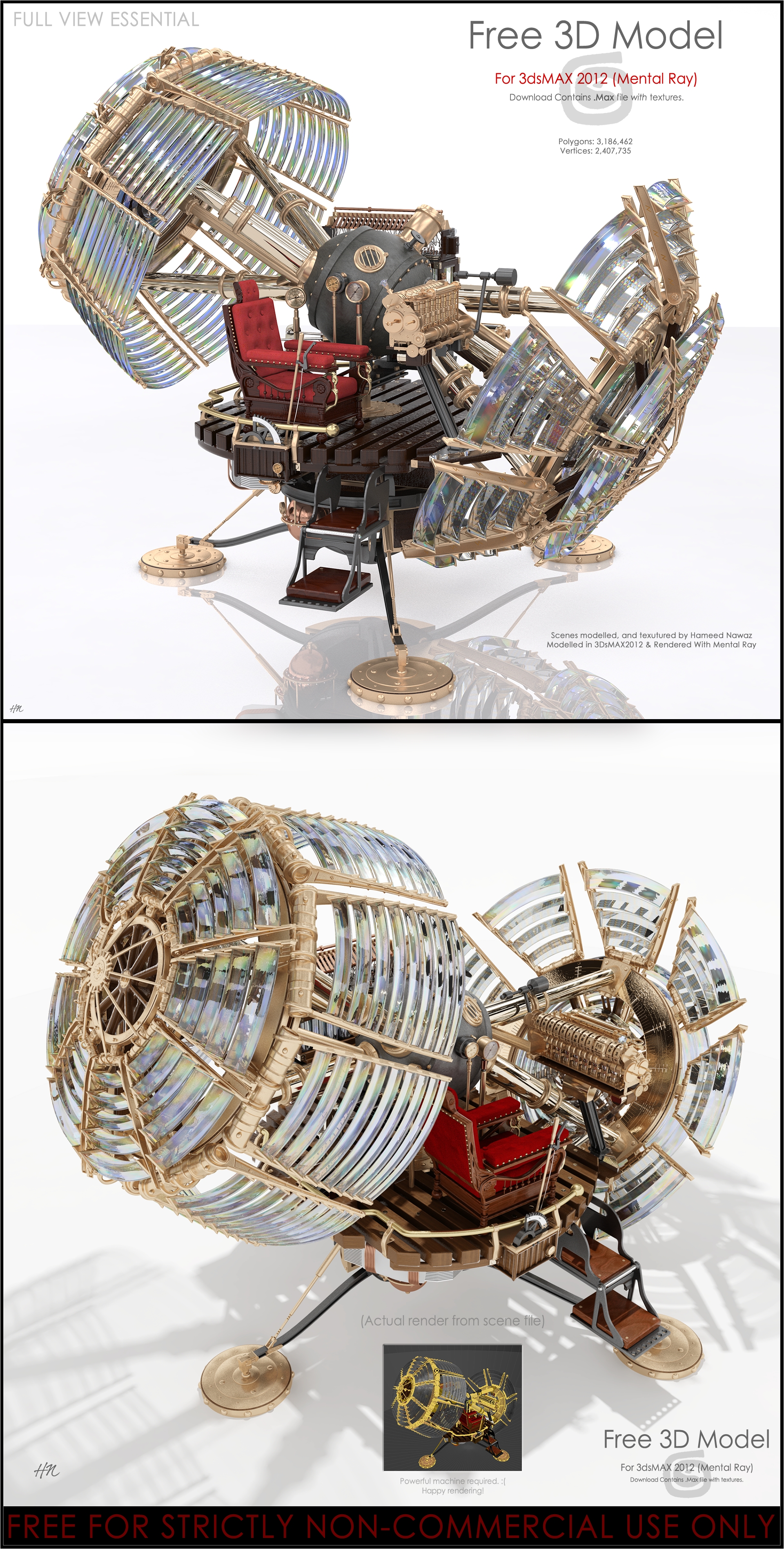 Time Machine 3D Model for 3DsMAX2012/MentalRAY by Hameed on DeviantArt