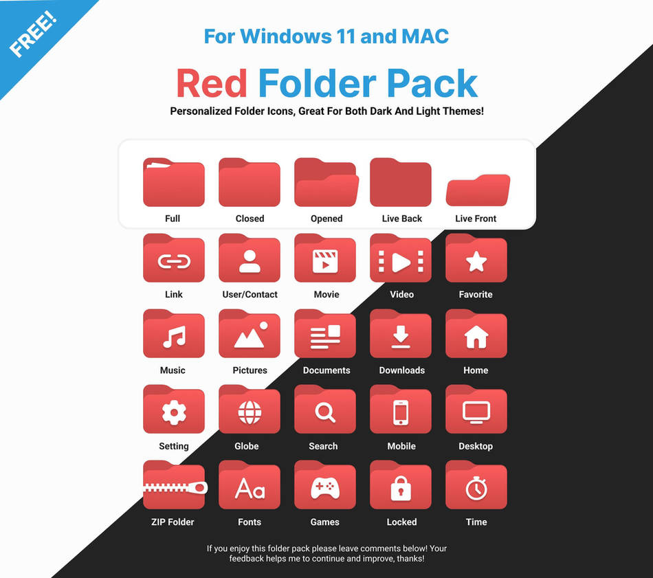 FREE Windows 11 / MAC Red Folder Icon Pack! by SapphireBlueDesigns on ... FREE Windows 11 / MAC Red Folder Icon Pack! by SapphireBlueDesigns on ...
