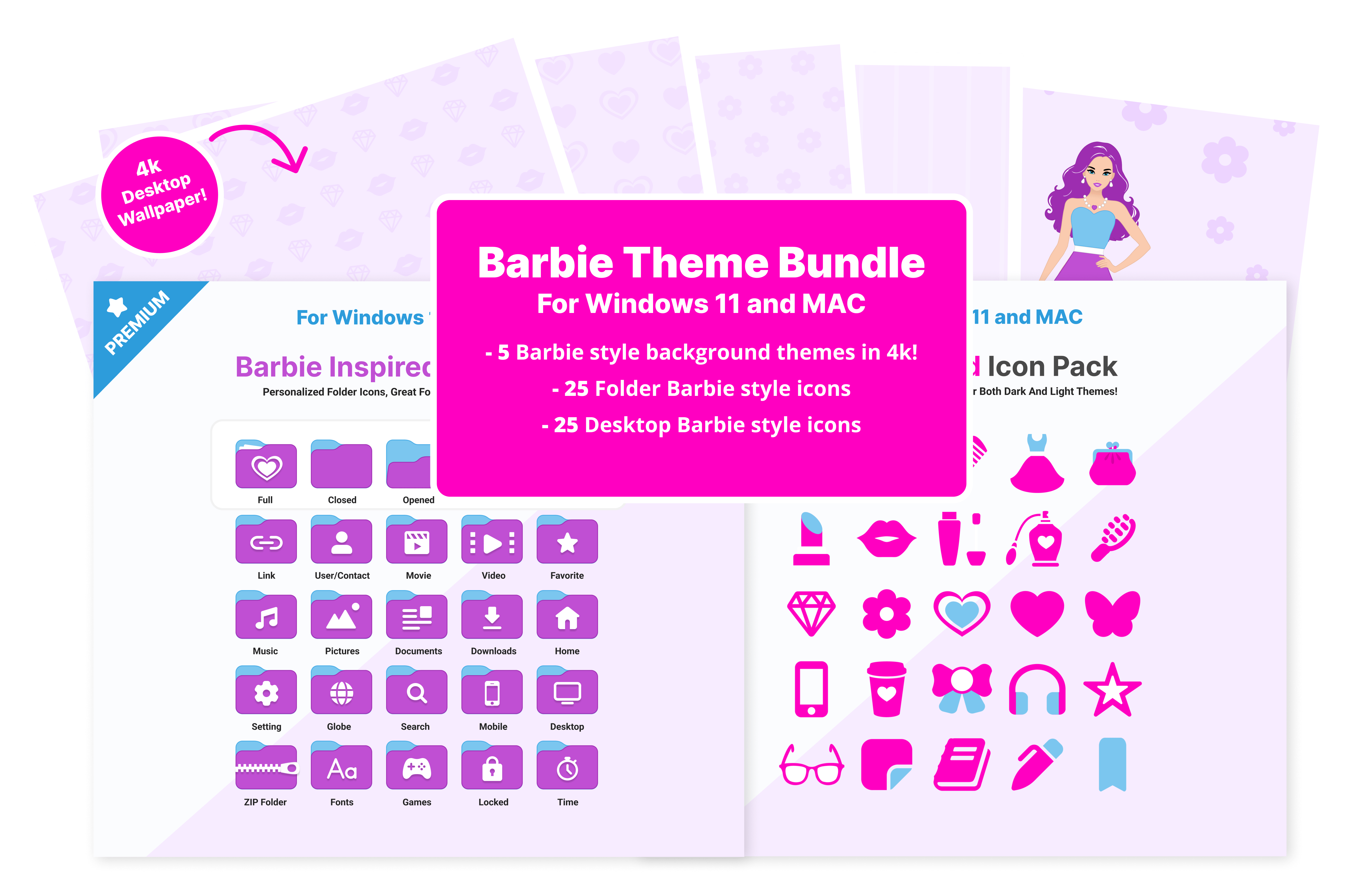 Barbie Theme Icons and Wallpapers Bundle! Set 2 by SapphireBlueDesigns ...