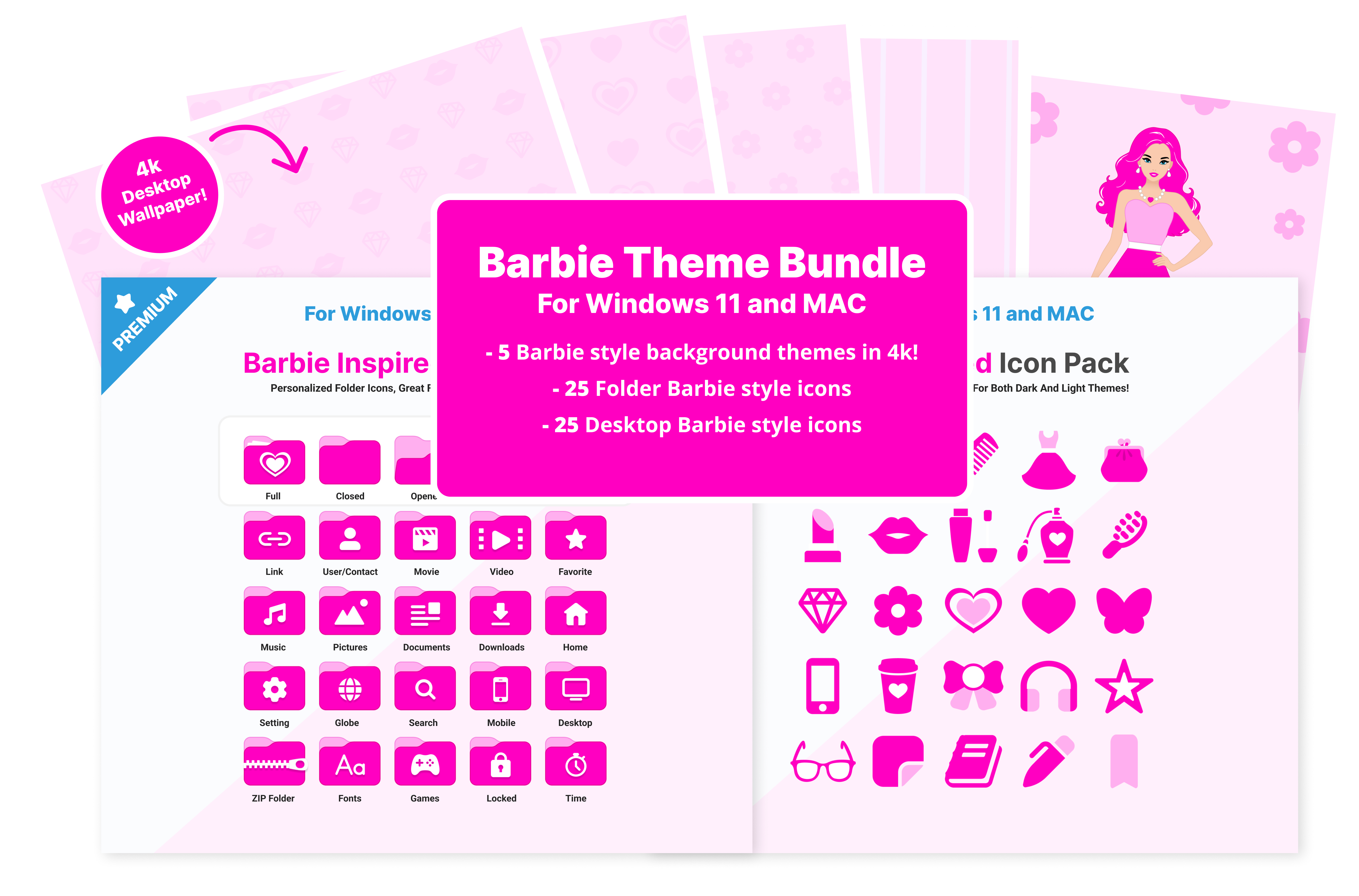 Barbie Theme Icons and Wallpapers Bundle! Set 3 by SapphireBlueDesigns ...