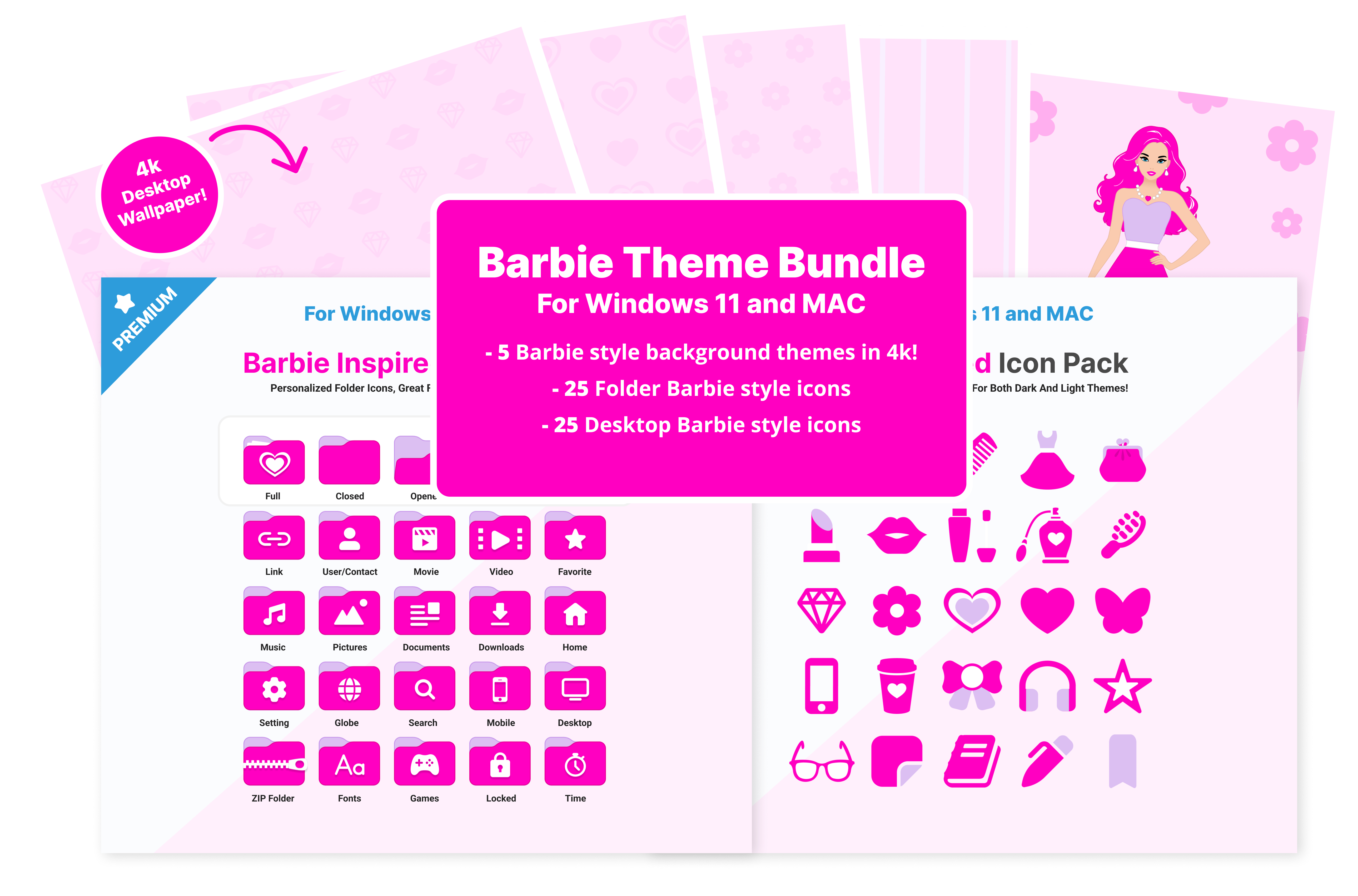 Barbie Theme Icons and Wallpapers Bundle! Set 4 by SapphireBlueDesigns ...