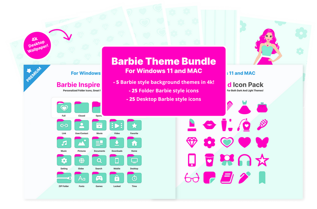 Barbie Theme Icons and Wallpapers Bundle! Set 7 by SapphireBlueDesigns ...