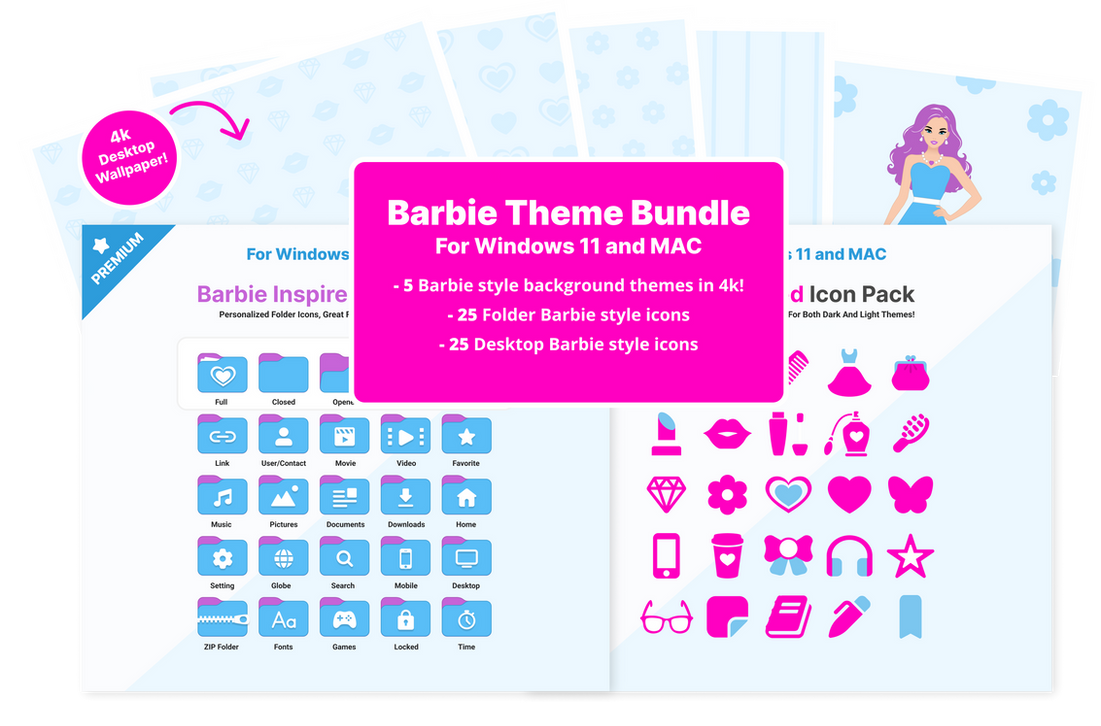 Barbie Theme Icons and Wallpapers Bundle! Set 9 by SapphireBlueDesigns ...