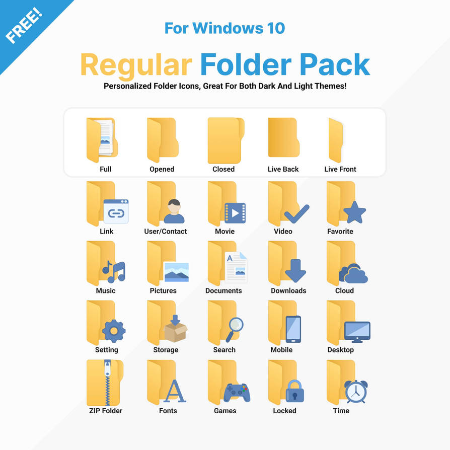 FREE Windows 10 Normal Folder Icon Pack! by SapphireBlueDesigns on ...