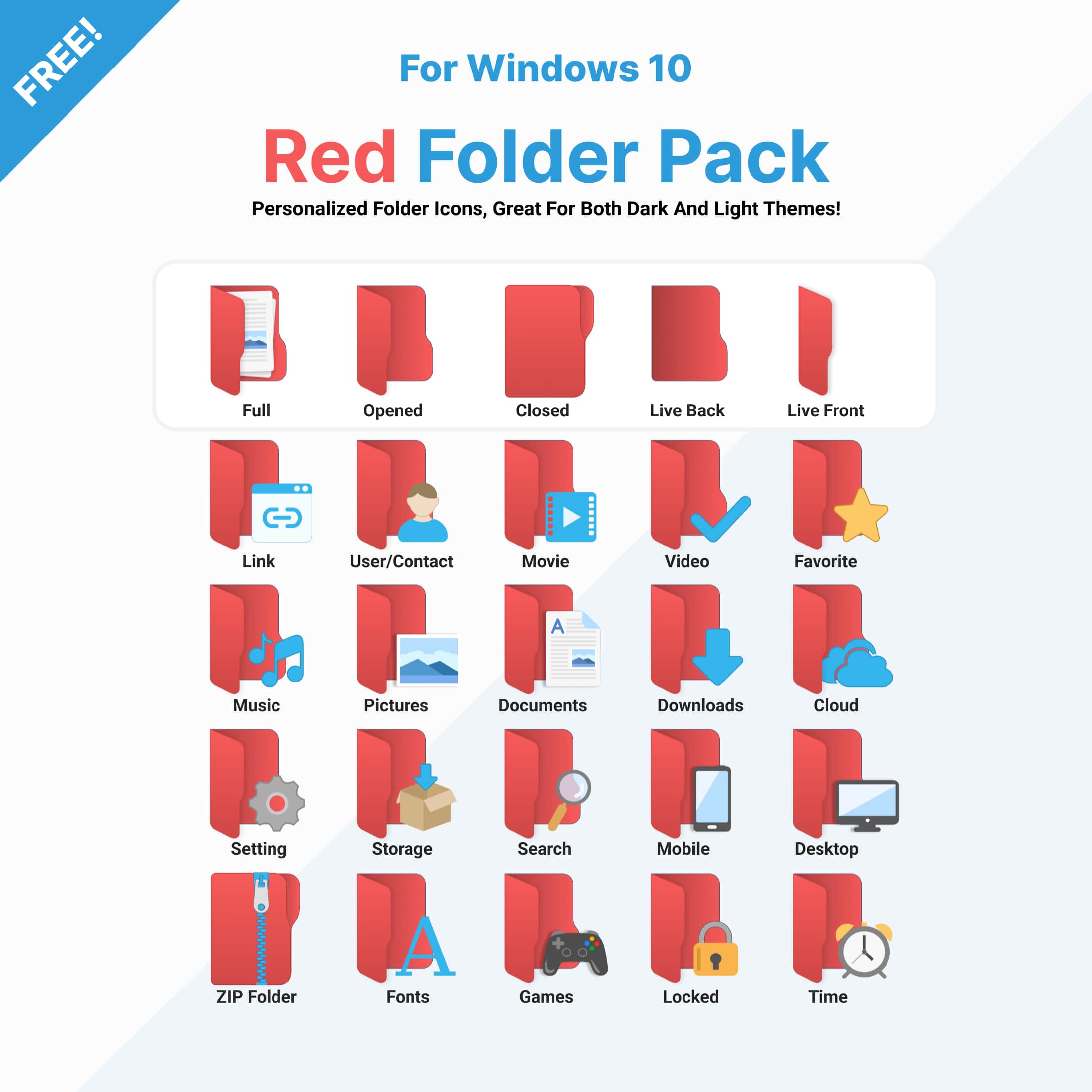 FREE Windows 10 Red Folder Icon Pack! by SapphireBlueDesigns on DeviantArt