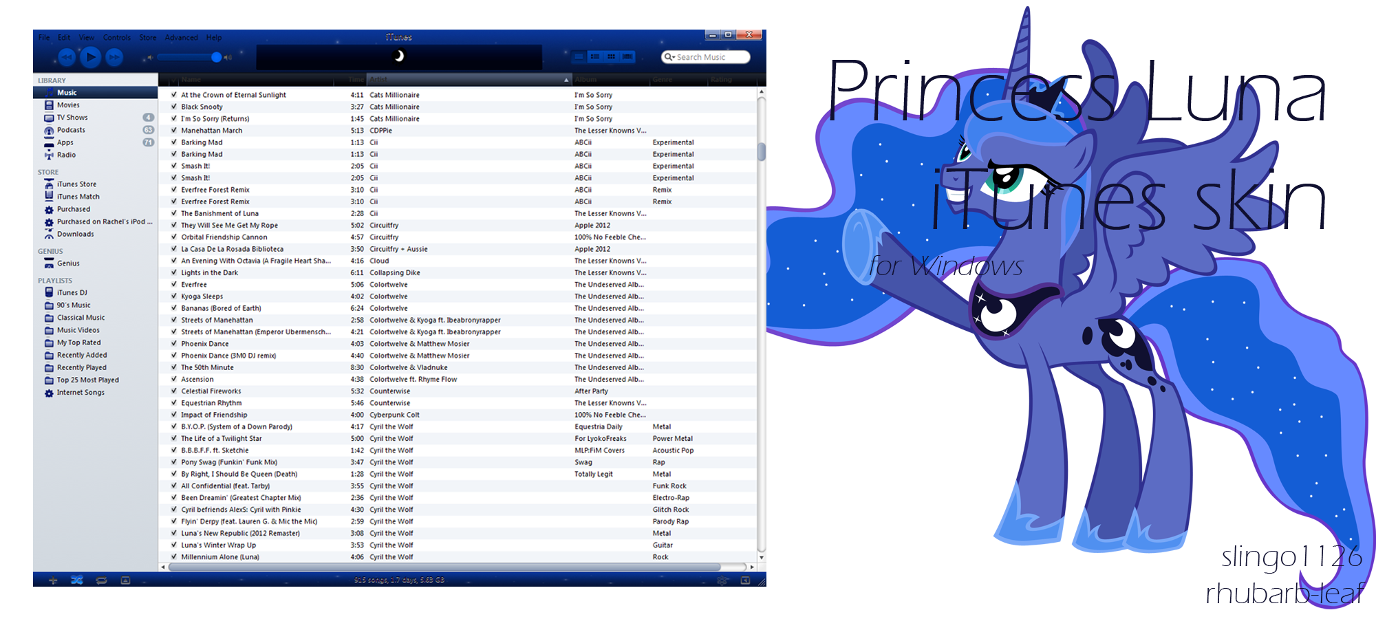 Princess Luna iTunes Skin by slingo1126 on DeviantArt