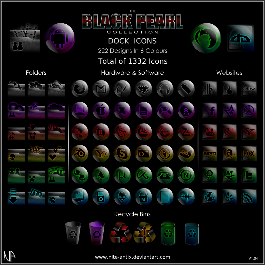 Black Pearl Dock Icons Set by NiTE-ANTiX on DeviantArt