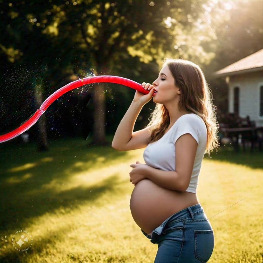 A Drink From The Hose Inflation Pregnancy By Rotundagirls On Deviantart