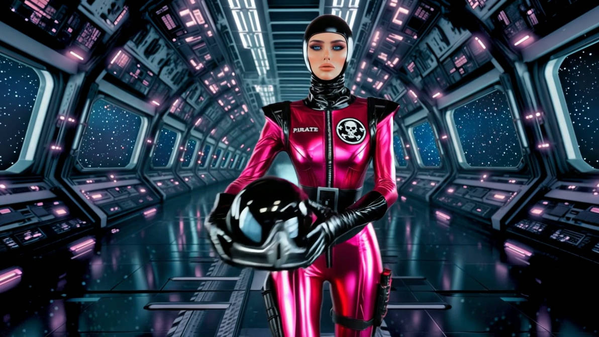 kling21 The woman places her fullface pilot helmet by Frank-Hogan on ...