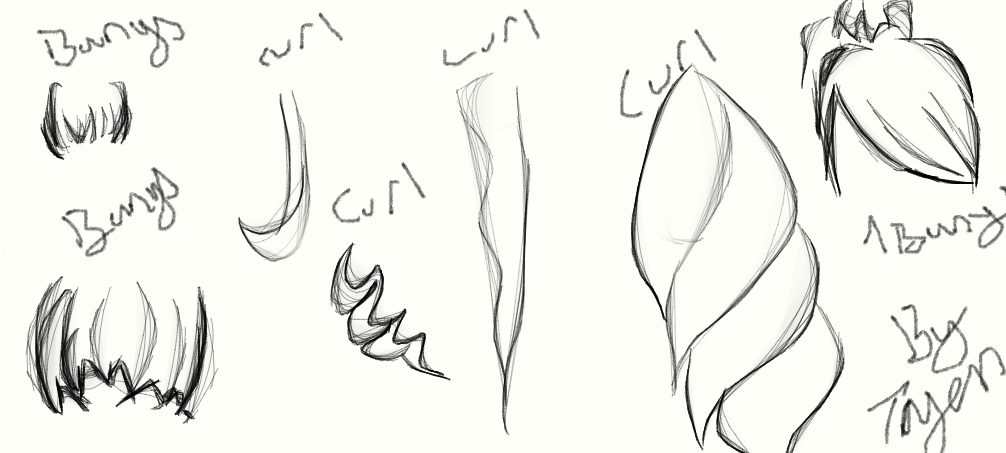 Different Ways to draw parts of hair by LeeArtz on DeviantArt