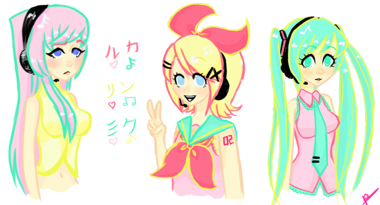 Miku, Luka and Rin by DanoiKurusu on DeviantArt