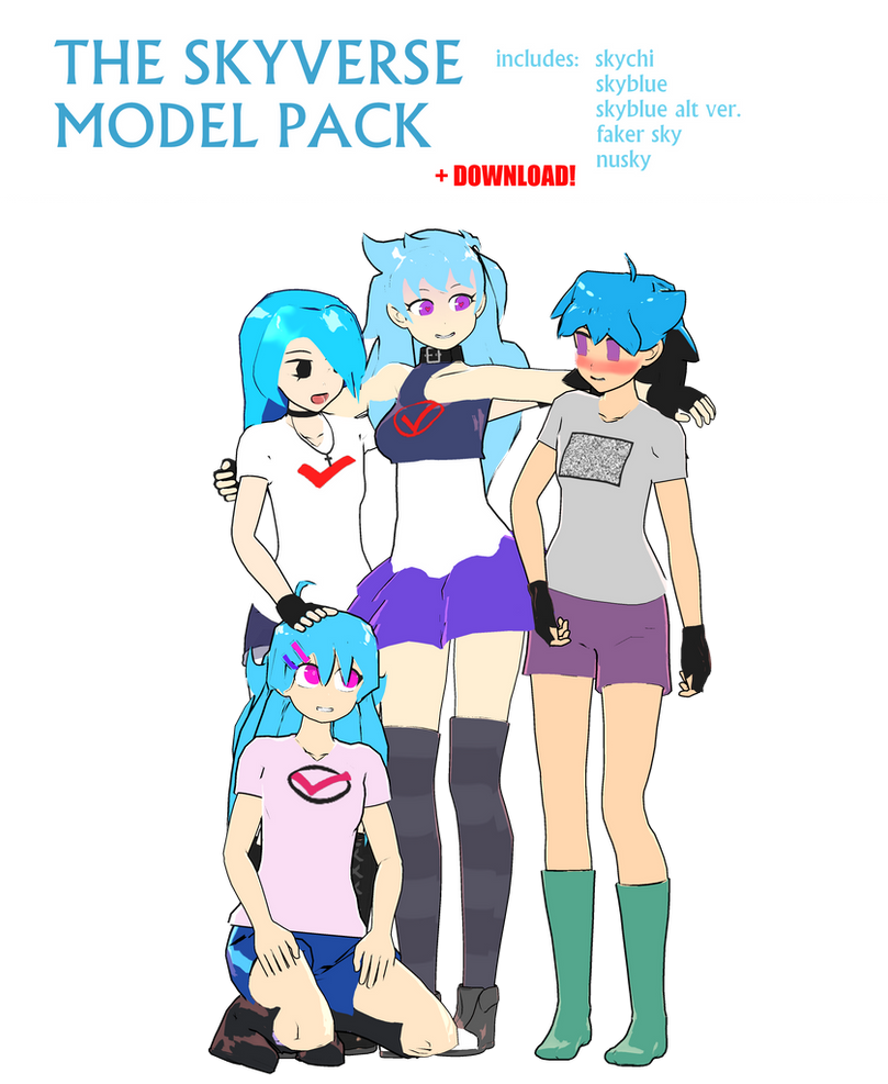 [MMDxFNF] Skyverse model pack + DOWNLOAD by violet-U on DeviantArt
