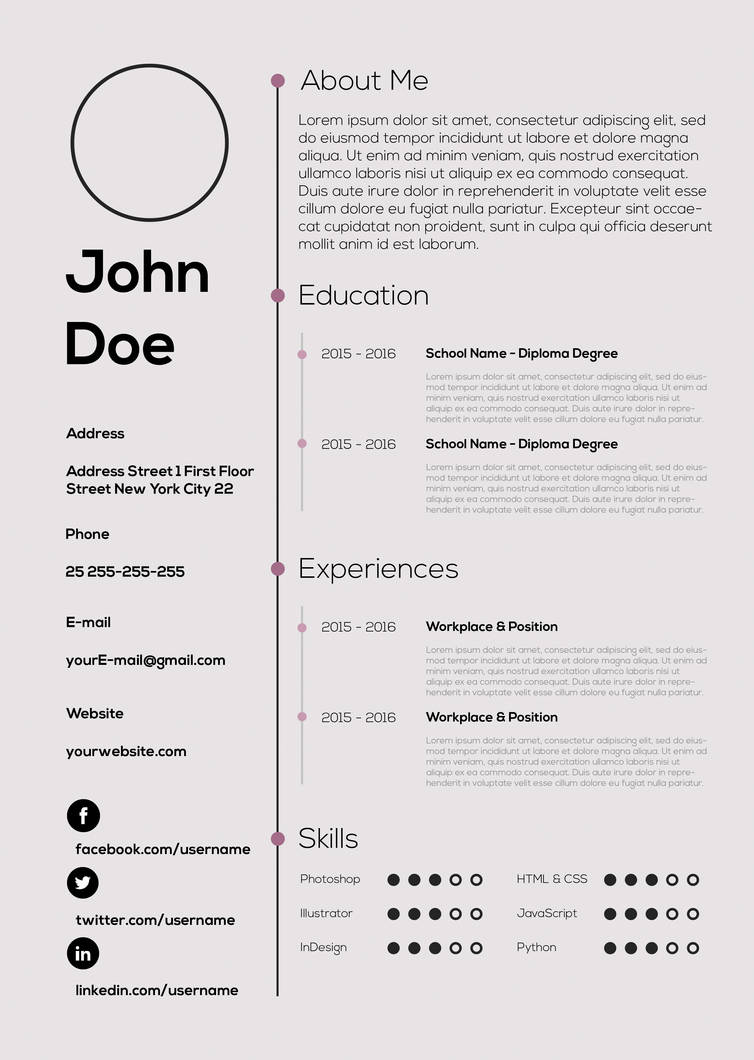 Clean CV Template by opreadorin1 on DeviantArt