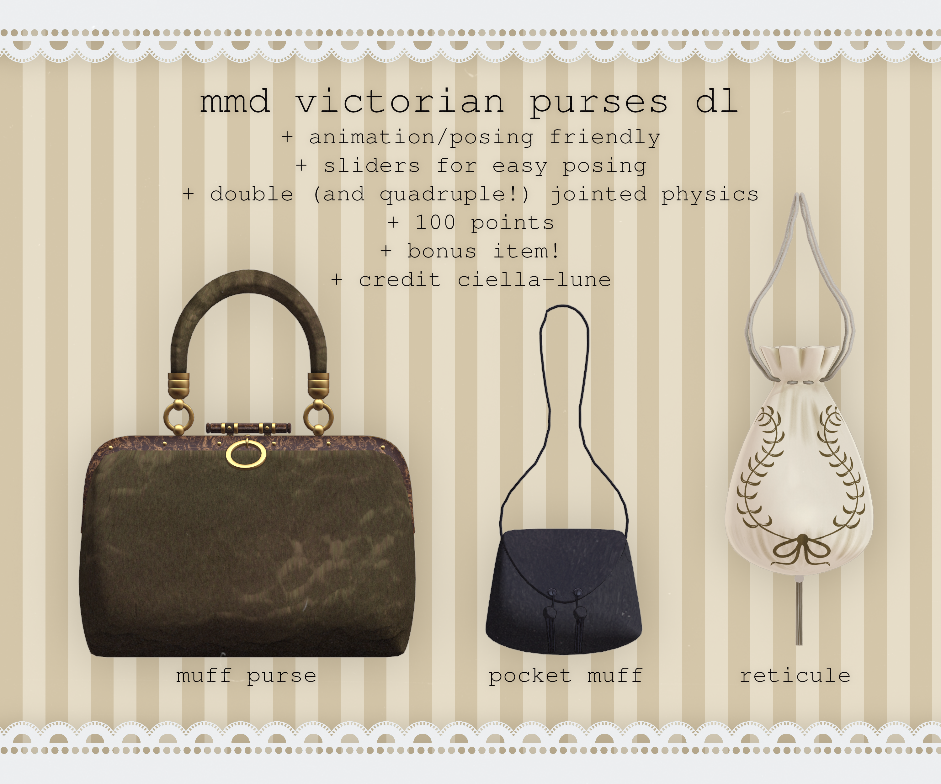 mmd victorian purses + p2u dl by ciella-lune on DeviantArt
