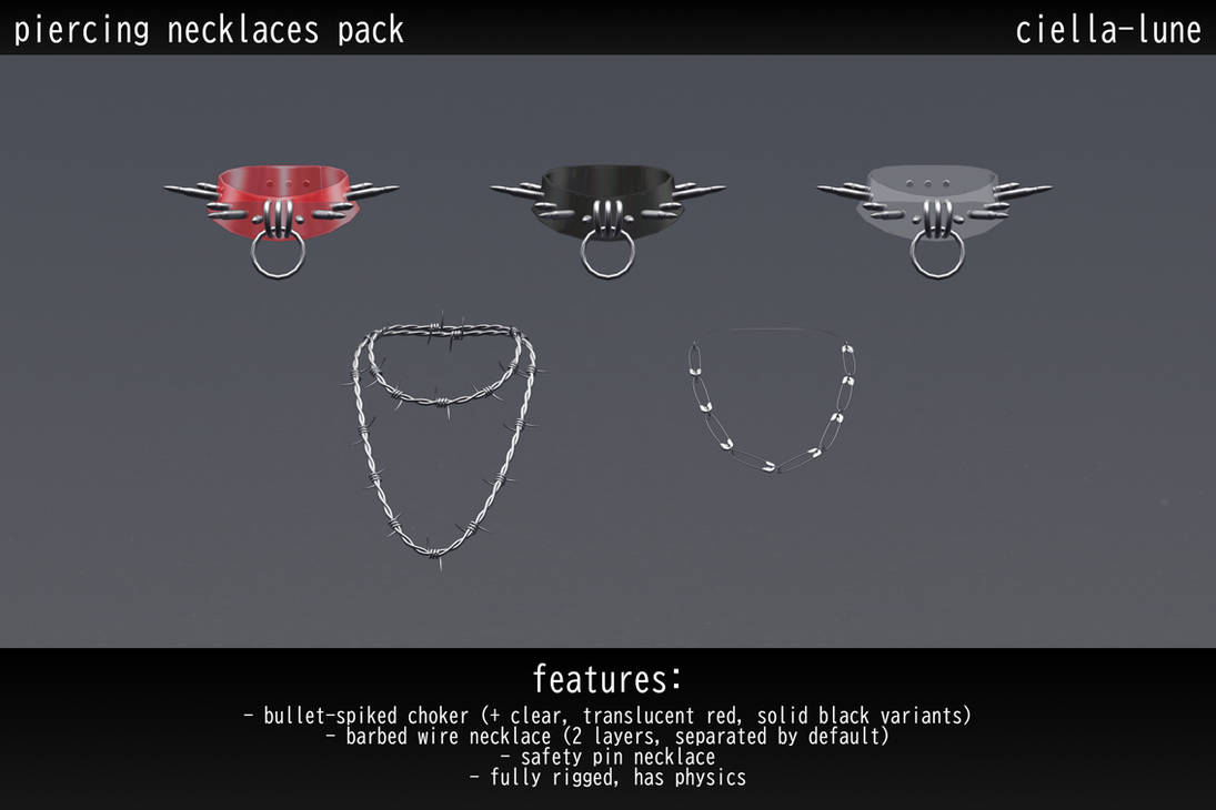 mmd piercing necklaces pack + p2u dl by ciella-lune on DeviantArt