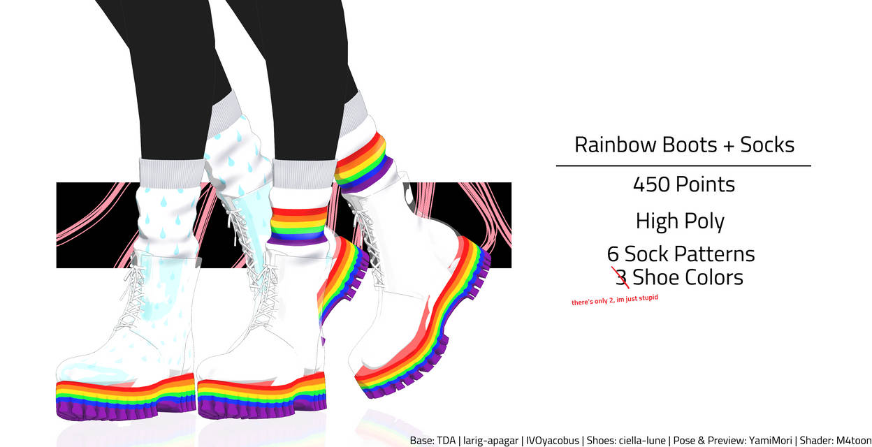 mmd clear rainbow boots and socks + p2u dl by ciella-lune on DeviantArt