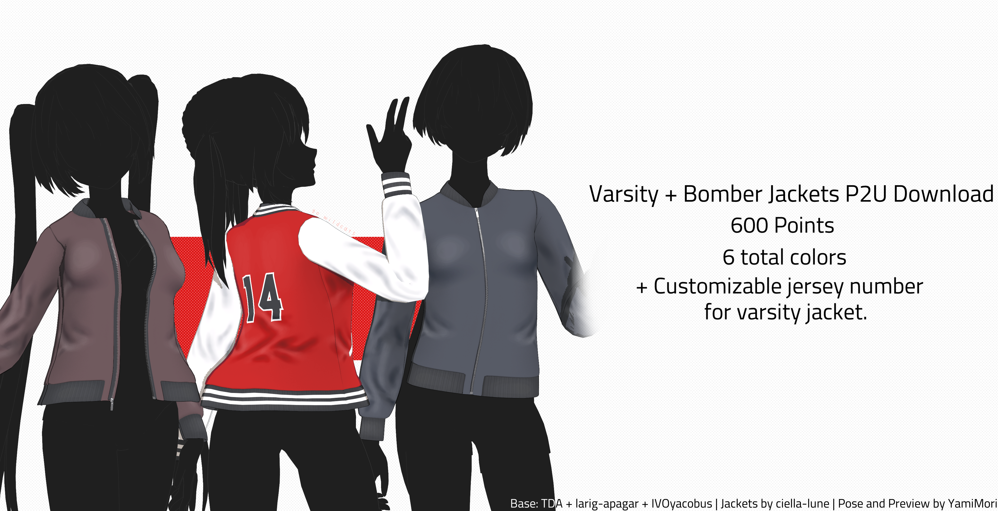 mmd varsity + bomber jackets pack + p2u dl by ciella-lune on DeviantArt