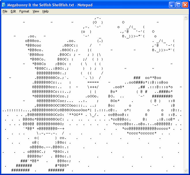 Megabunny ASCII b-and-w by Kefka-Neko on DeviantArt