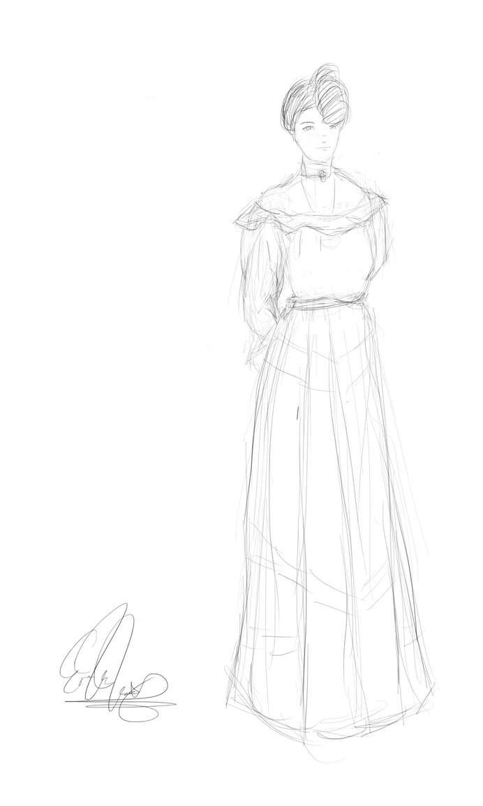 1900s dress sketch 3 by peculiarhappenings on DeviantArt