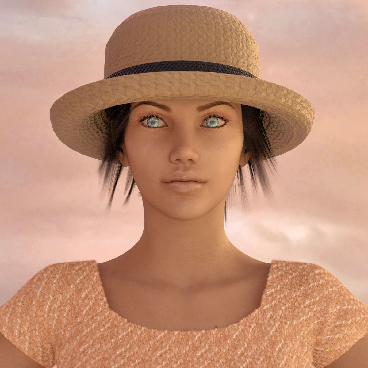 Straw-hat-with Hair for Dazstudio G8 female Iray by kalhh on DeviantArt