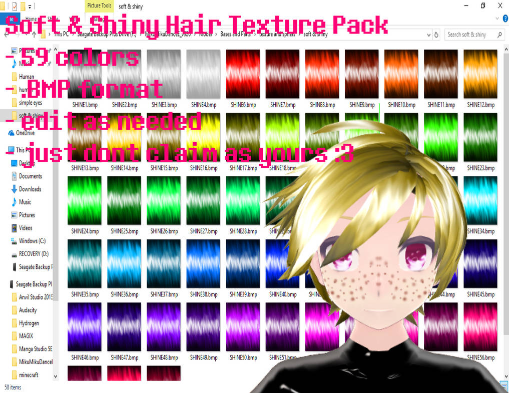 MMD 'Soft and Shiny' Hair Texture Pack by TwilightMistressAsh on DeviantArt