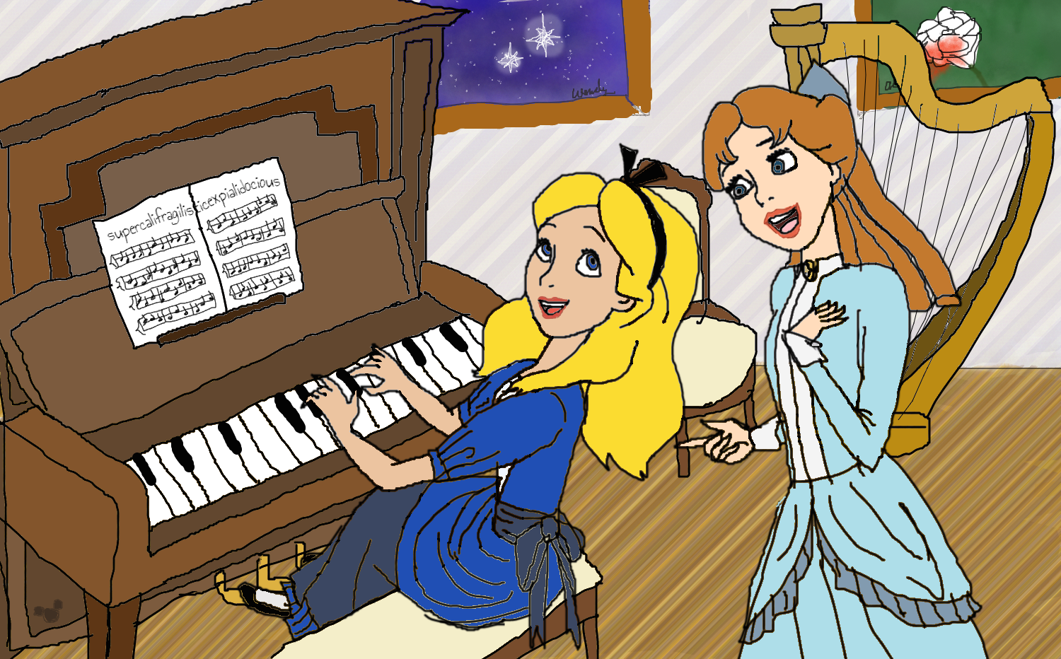 Alice's Piano Lesson by PandaPandaPrincess on DeviantArt