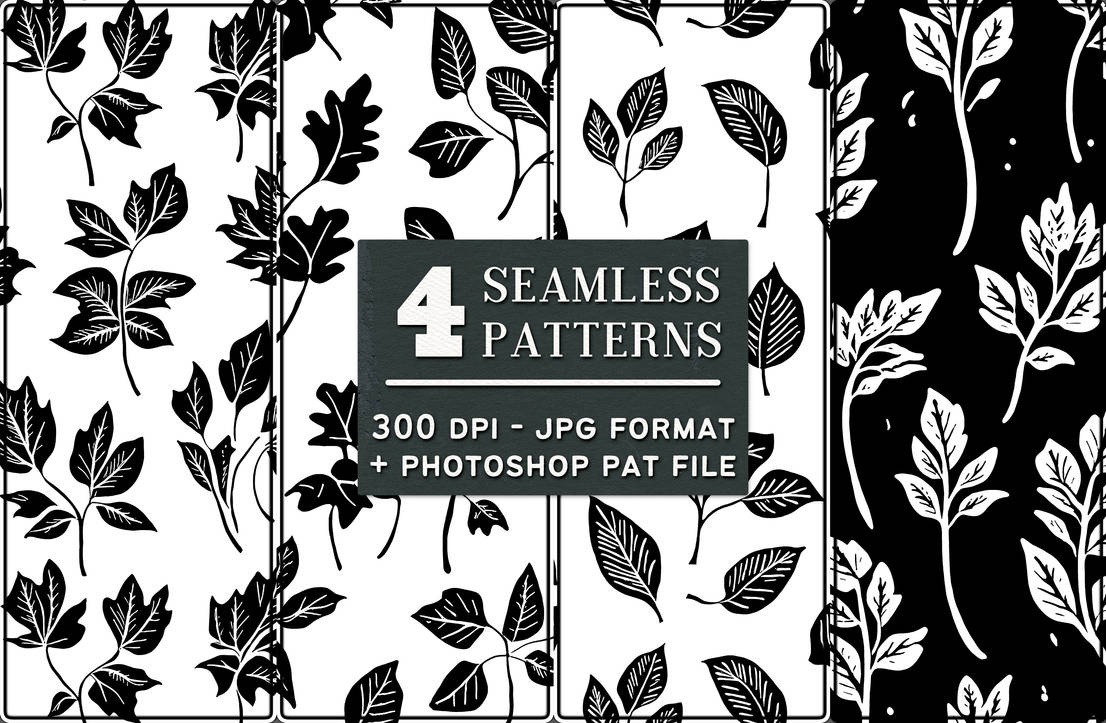 Free Black And White Leaf Seamless Patterns by HGGraphicDesigns on ...