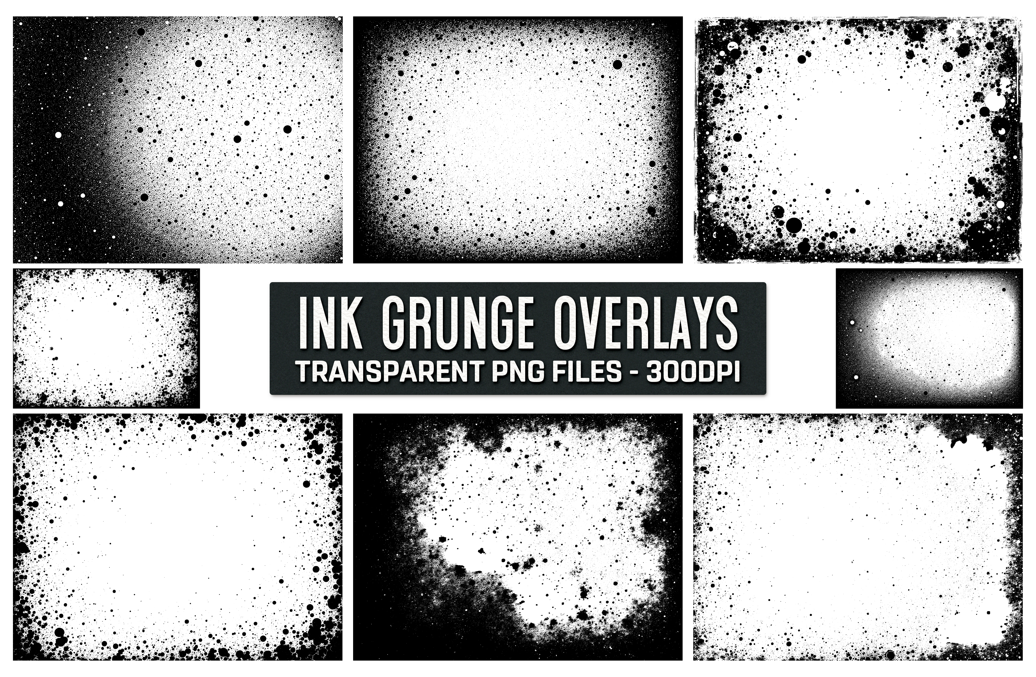 Free Grunge Splatter Transparent PNG Overlays Set by HGGraphicDesigns ...