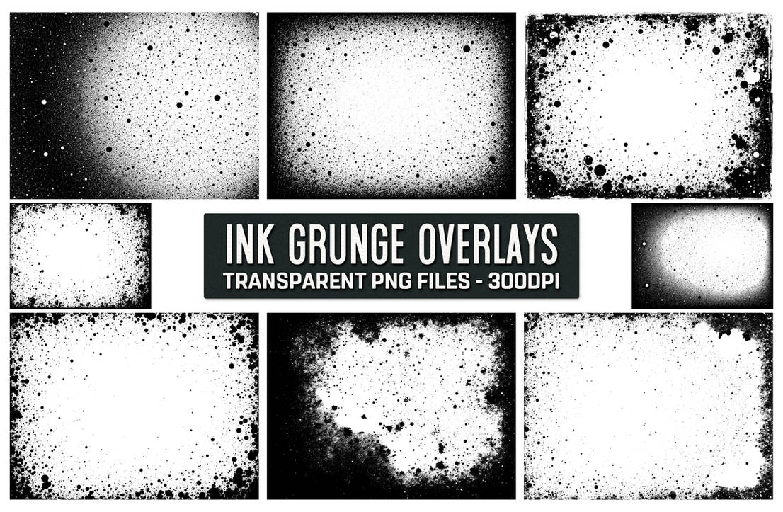 Free Grunge Splatter Transparent PNG Overlays Set by HGGraphicDesigns ...