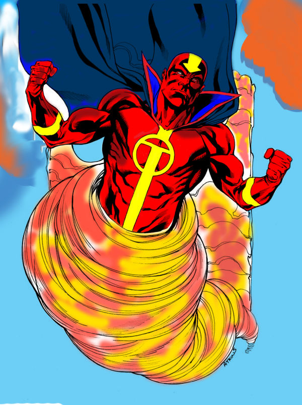 Red Tornado colored by pixelpenz by pixelpenz on DeviantArt
