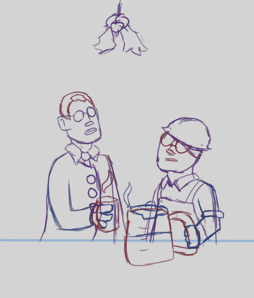 TF2 'Drabbles': Engie/Medic - Mistletoe by Deck-of-Dragons on DeviantArt