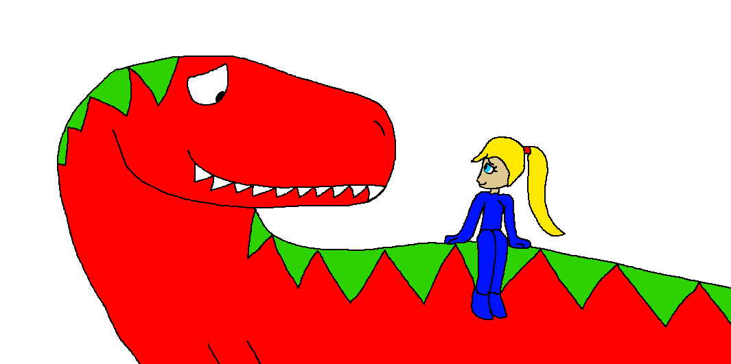Jairex in Tyrannosaurus-rex form with Samus Aran by Dinorex50 on DeviantArt
