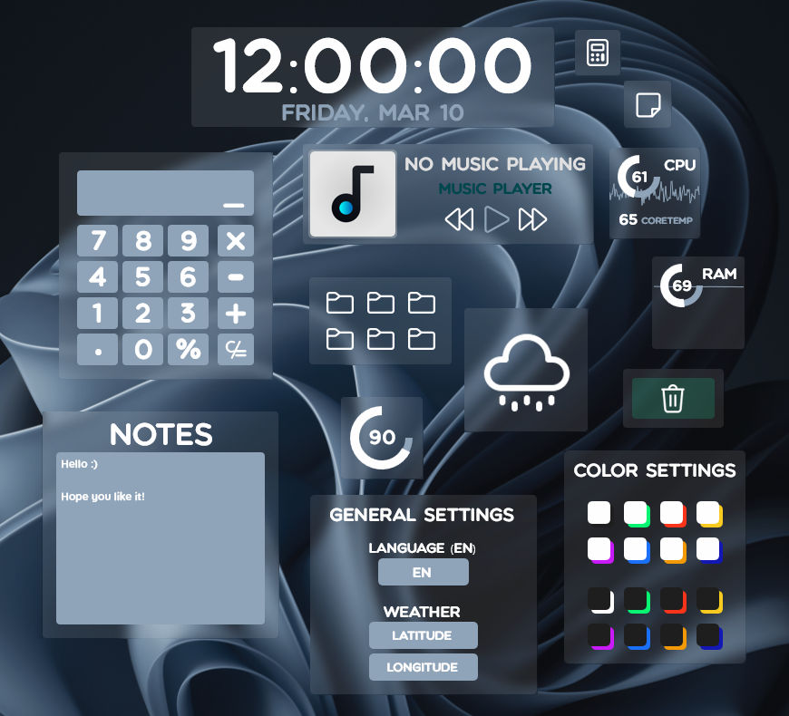 Rainmeter - BlurredGlass - Modern and Minimalist by rafamear on DeviantArt