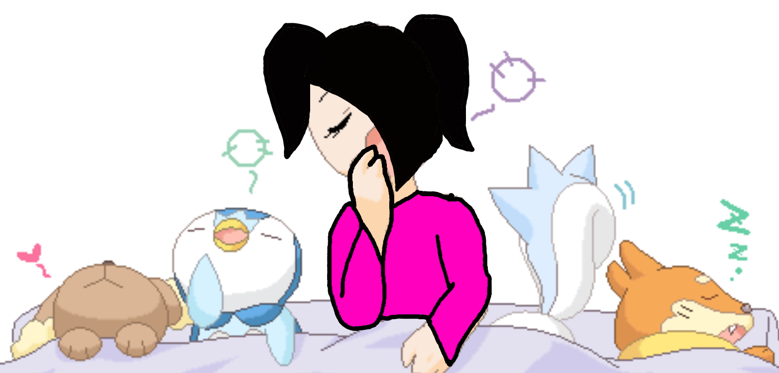 Sleeping with pokemon by Aileen2012 on DeviantArt