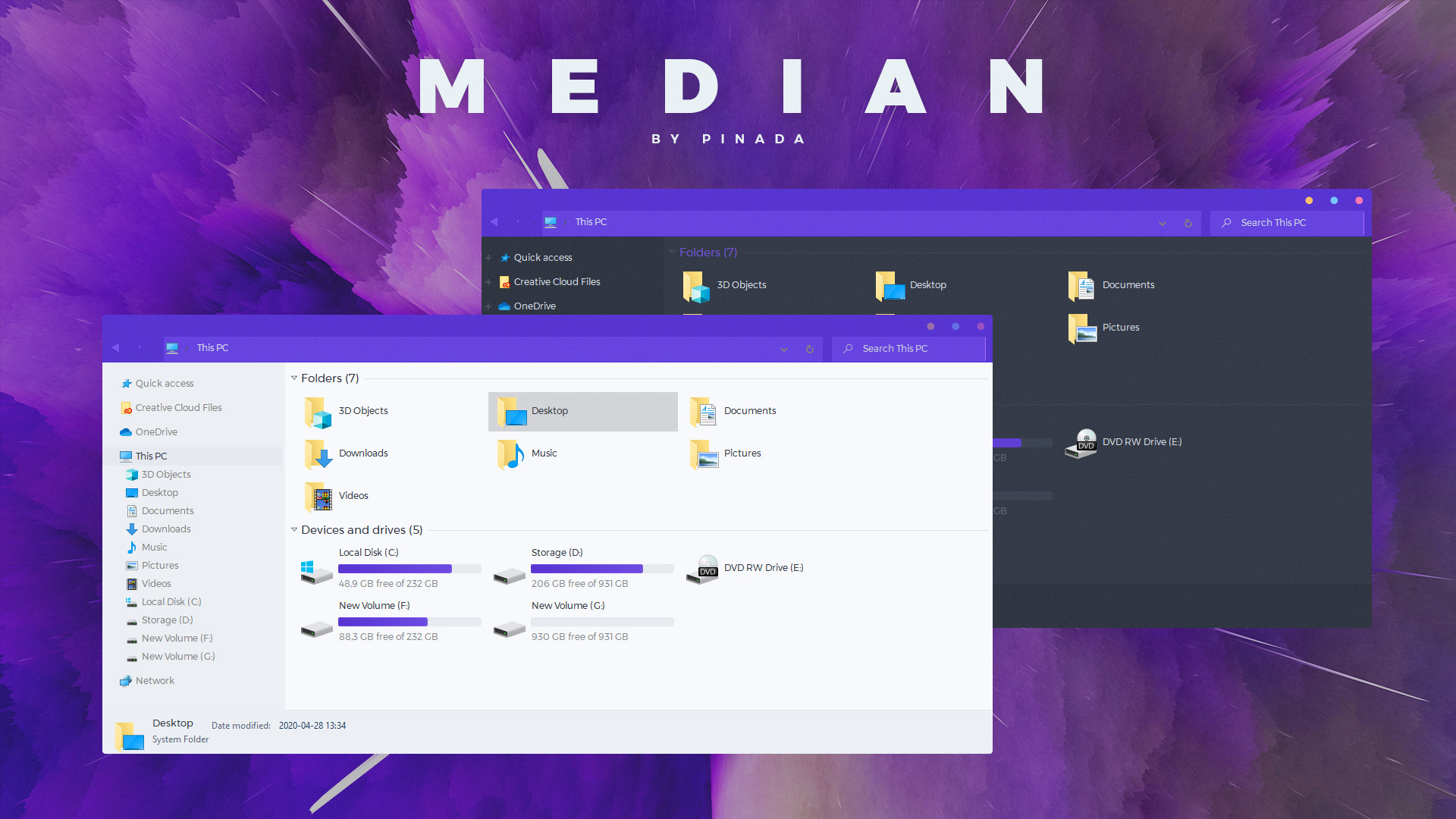 Median Windows 10 Theme (build 1909) by Thecreatorshub on DeviantArt